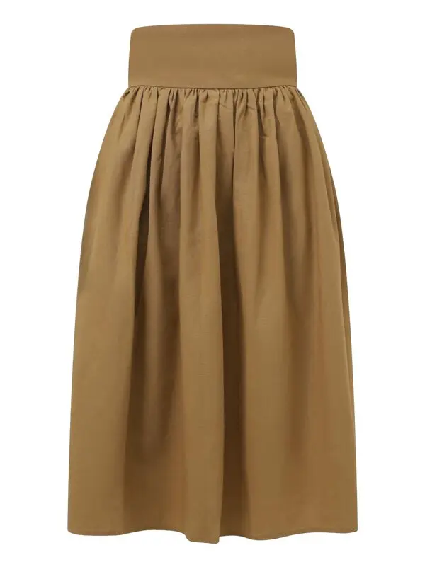 BALOU High-waisted Midi Skirt - Brown