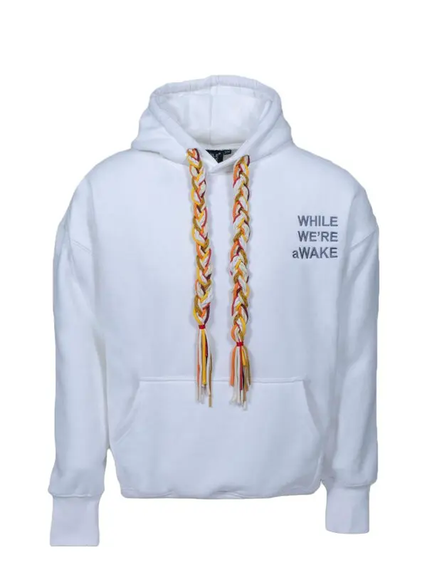 WHILE WE'RE AWAKE Hooded Sweatshirt With Braid Detail - White