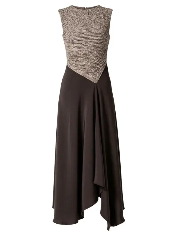 IZABELA MANDOIU Midi Dress With Ruched Jersey Bodice And Viscose Skirt - Black
