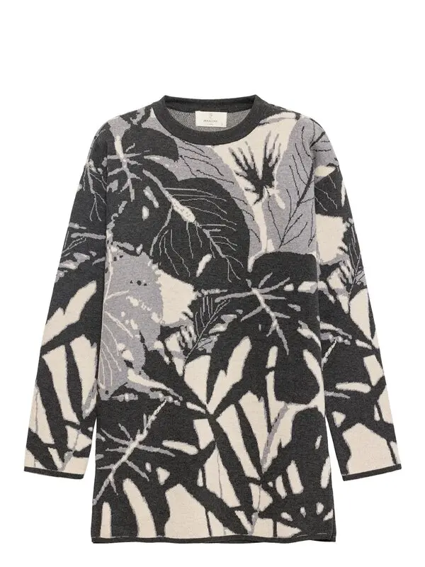 PERALUNA Jacquard Knit Tunic Top - Gray