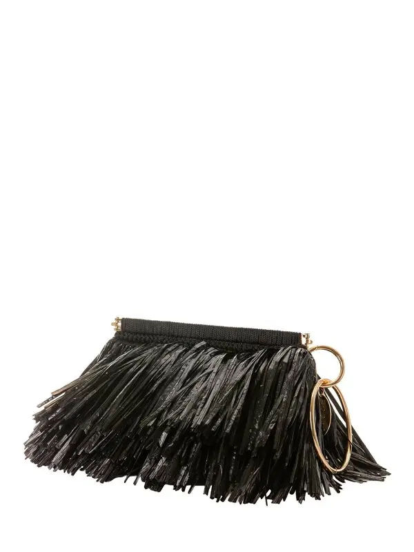 SPEIRA Clutch With Raffia Fringe - Black