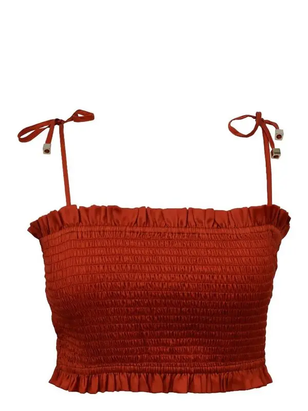 SHINARAA Sleeveless Elastic Cropped Tube Top - Red