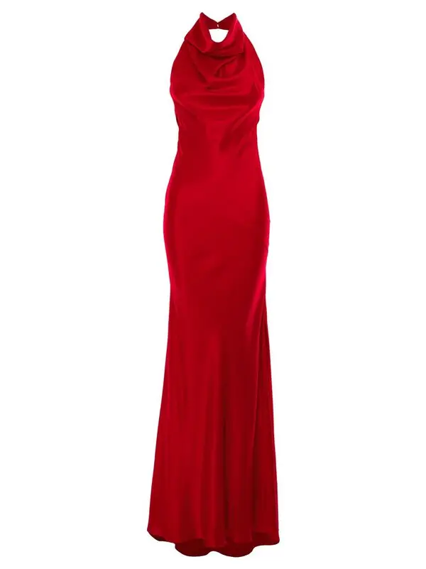 ROSERRY Satin Maxi Slip Dress - Red