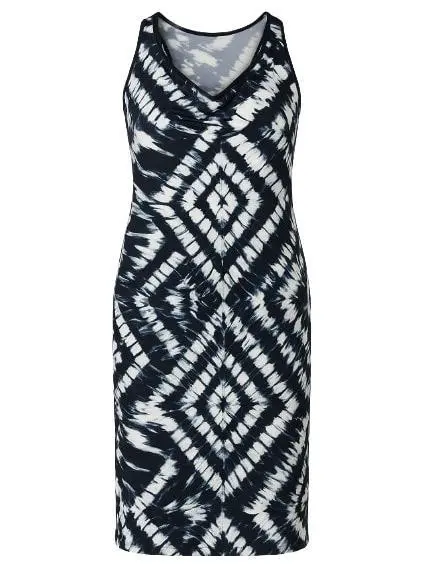 CONQUISTA Sleeveless Allover Print Dress - Black