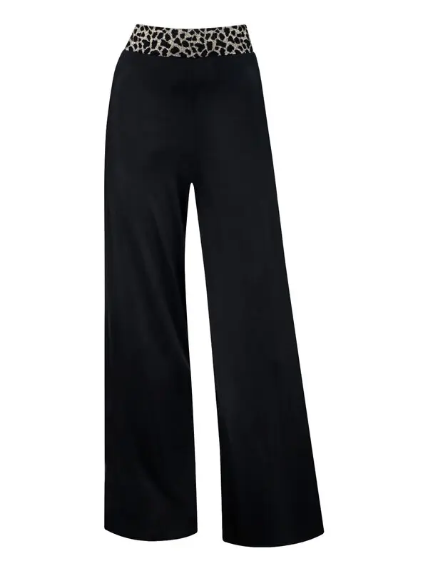 ME & THEE Wide Leg Rib Trousers - Black
