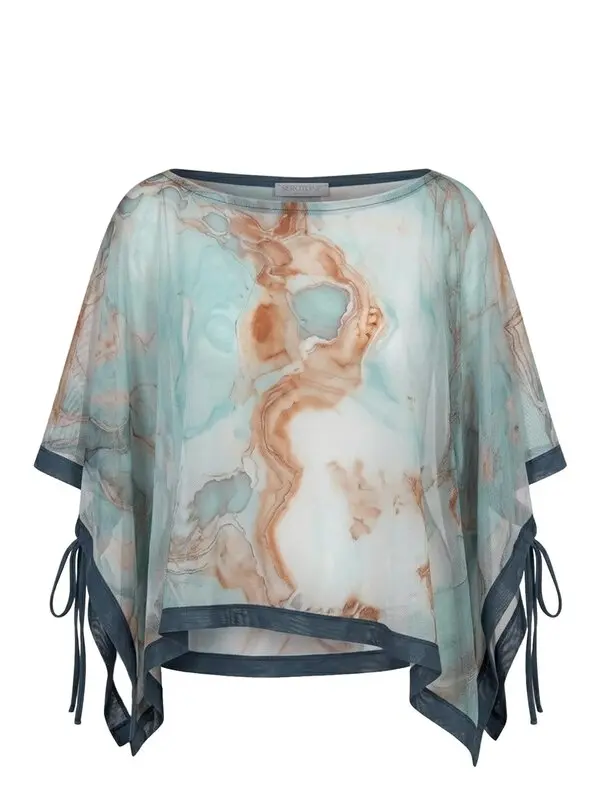 SEROTONE SWIM Swim Cover Up Mesh Rectangle Top - Blue