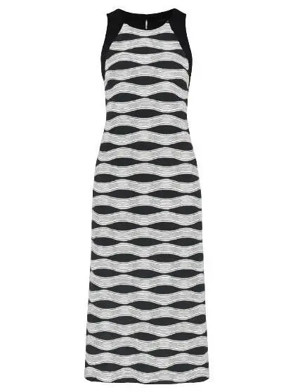 CONQUISTA Sleeveless Printed Maxi Dress - Black
