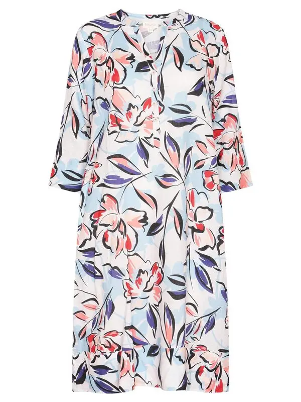 NOLOGO-CHIC Capri Print Linen Tunic Dress - Blue/white