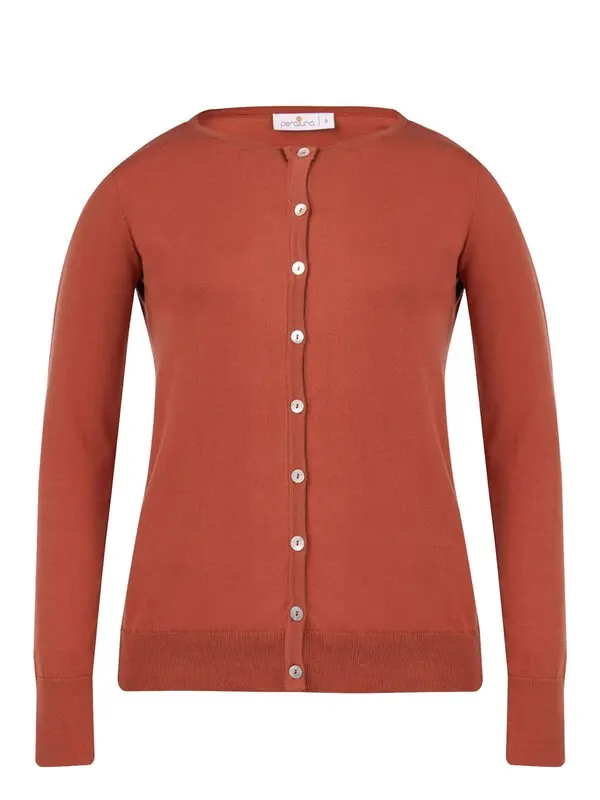 PERALUNA Mila O-neck Cotton Cardigan - Red