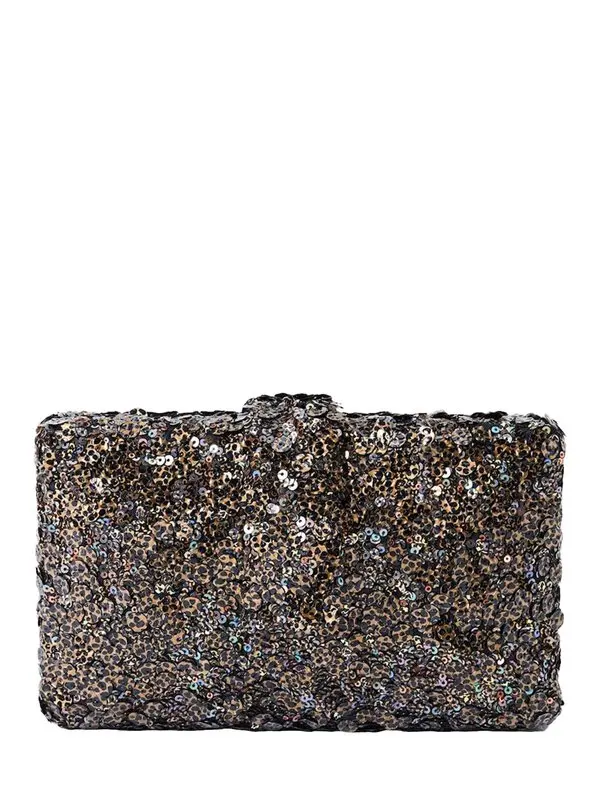 SIMITRI Sequined Clutch With Metal Chain - Gold/black