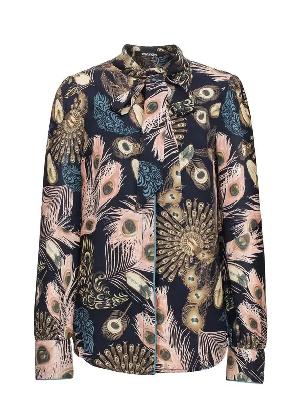 SMART AND JOY Bohemian Feather Print Shirt - Blue