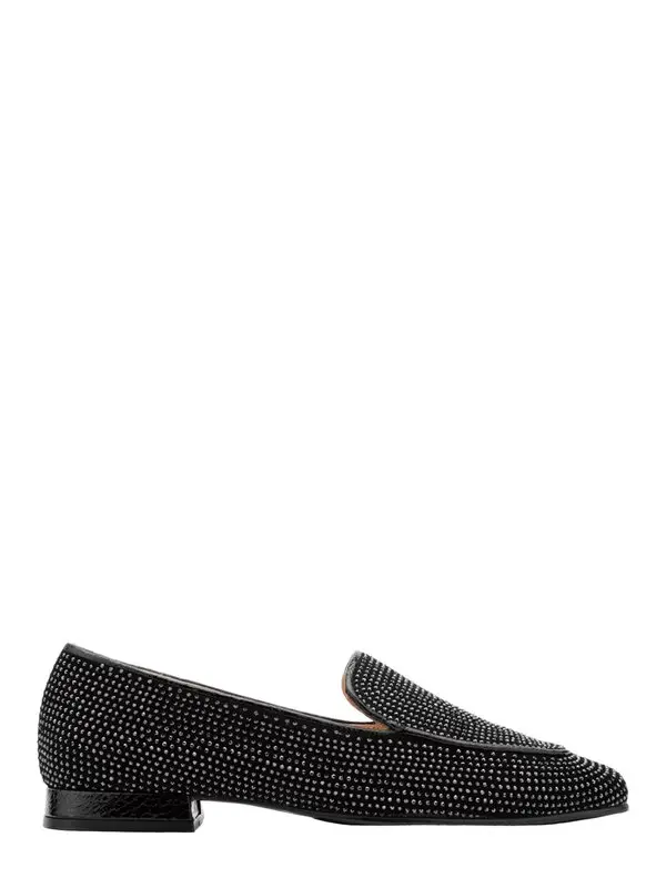ILVI Himari Suede Leather Loafer With Stones - Black