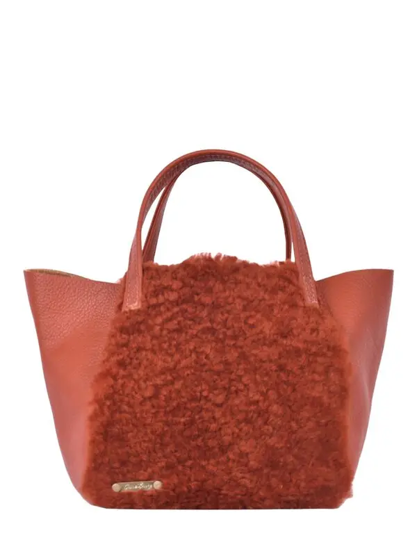 OWEN BARRY Sheepskin And Leather Grab Bag - Orange