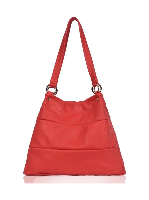 OWEN BARRY Leather Shoulder Tote - Red