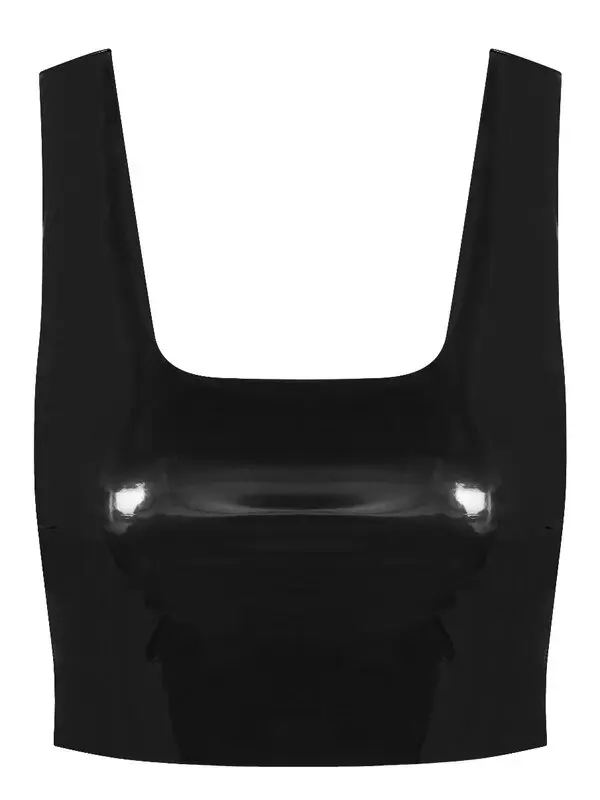 Commando Faux Patent Leather Crop Top - Black