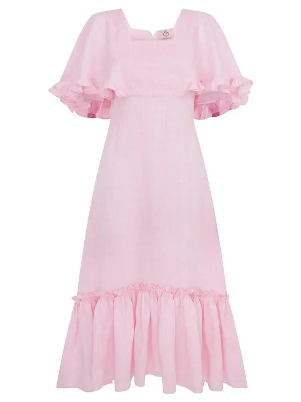 LISA THE LABEL Venetian Organic Linen Dress - Pink
