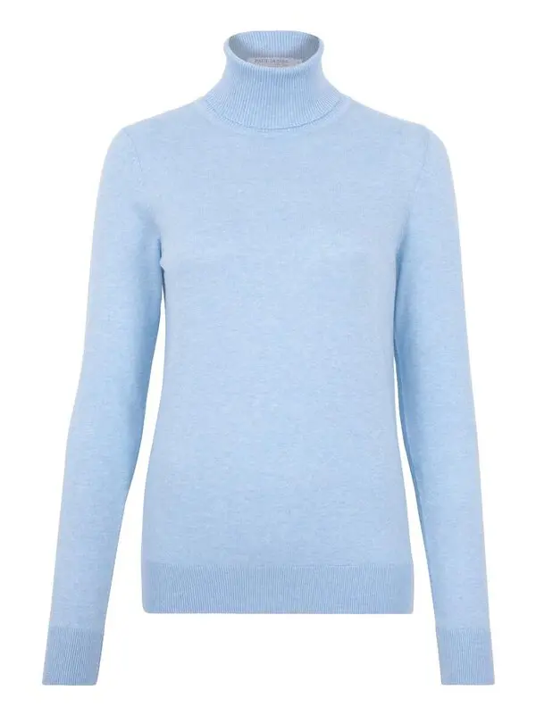 PAUL JAMES KNITWEAR Terri Ultra-fine Cotton Roll Neck Jumper - Blue