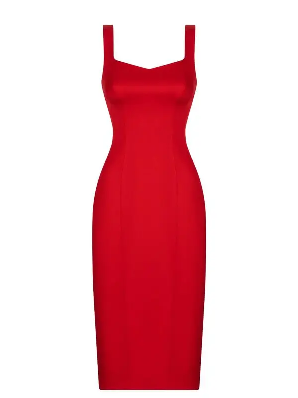 ELSAVA Midi Dress With Adjustable Laces And Zippers - Red