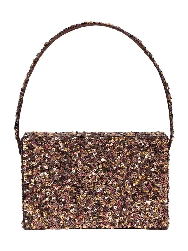 SIMITRI Sequin Embellished Box Clutch - Brown