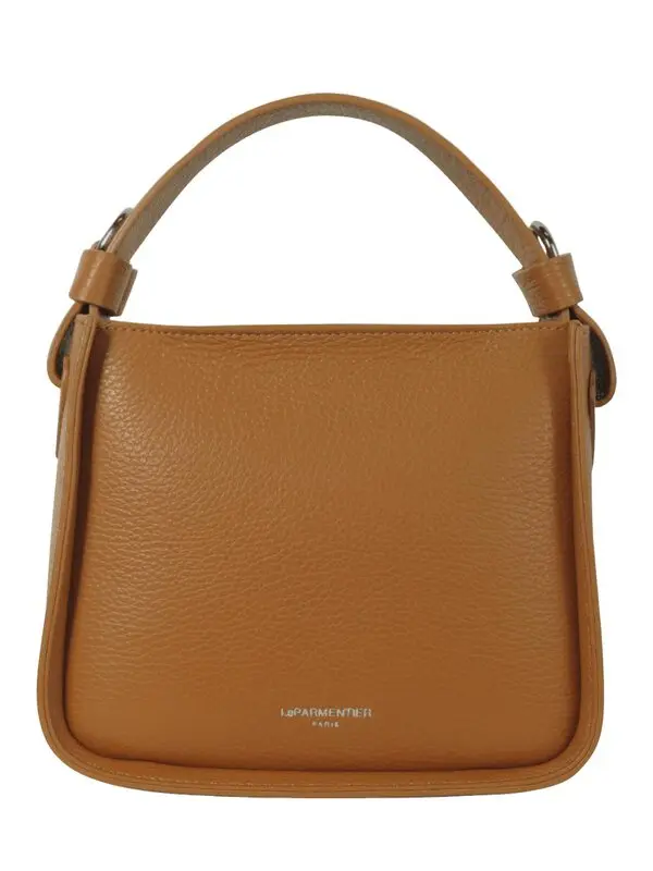 LE PARMENTIER Duplo Small Hammered Leather Top Handle Bag - Brown