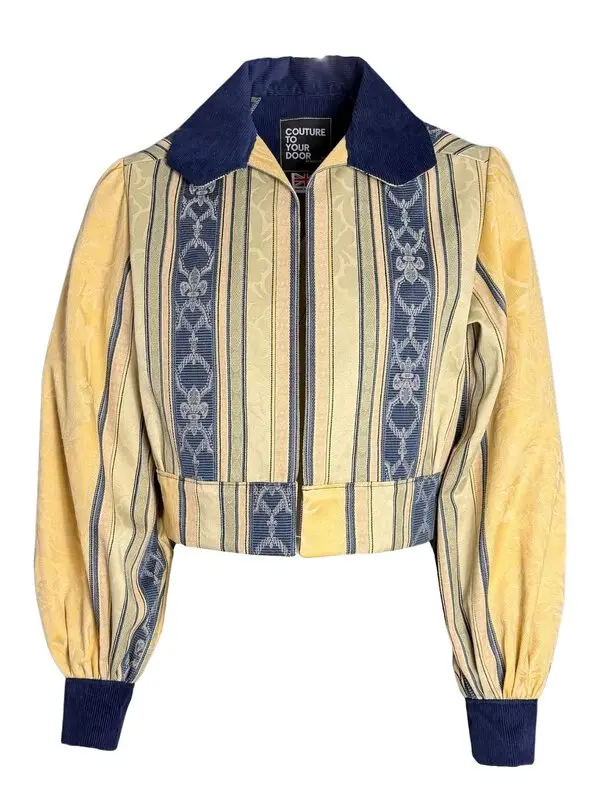 COUTURE TO YOUR DOOR Striped Aztec Upholstery Jacket - Gold/yellow