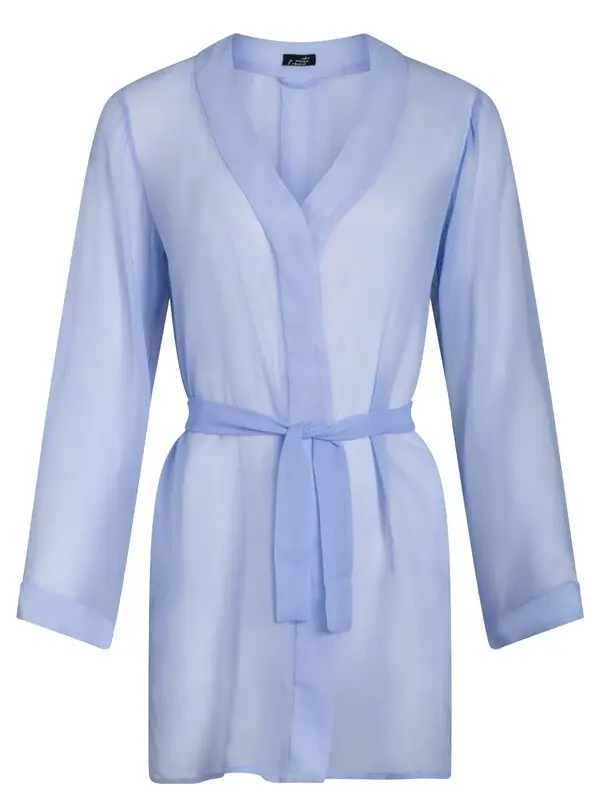 JE MÉRITE (I DESERVE) Je Mérite Periwinkle Silk Chiffon Shirt Dress - Blue