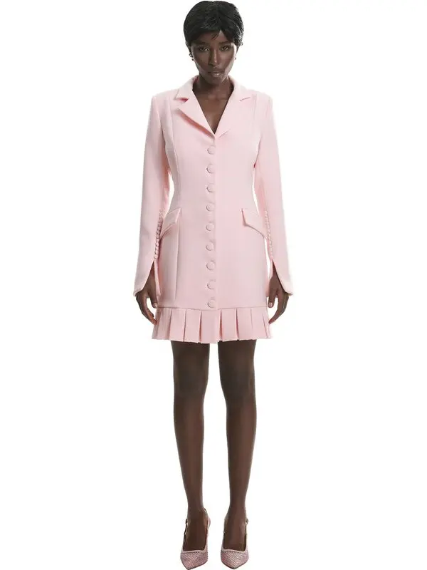 LITA COUTURE Satin Mini Dress With Buttons And Pleats - Grey