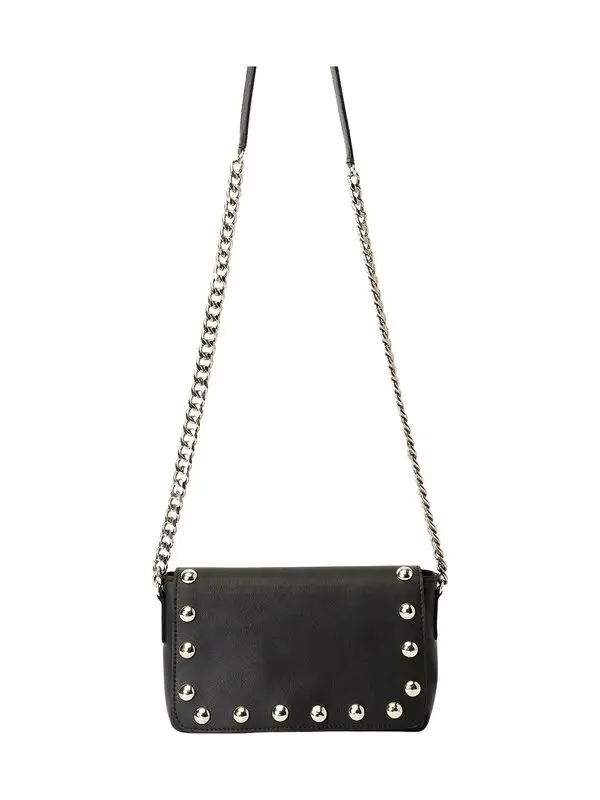 JUAN-JO Leather Studded Crossbody Bag - Black