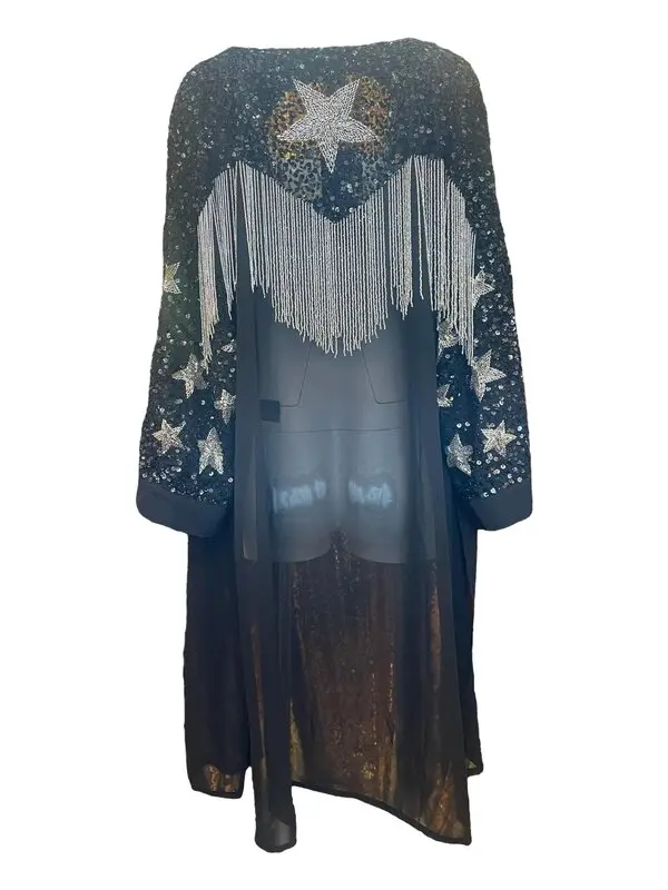 ANY OLD IRON Beaded Western Star Duster - Black/silver