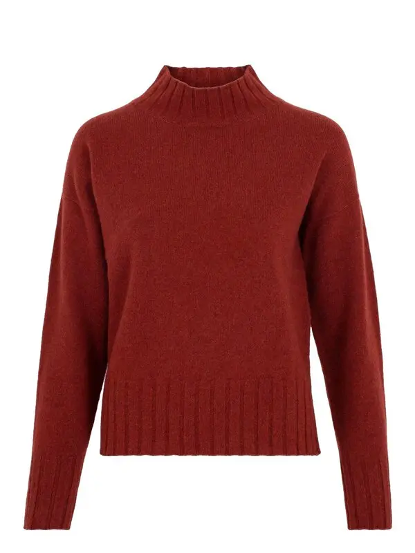 PAUL JAMES KNITWEAR Lambswool Lola Grown-on Neck Jumper - Red