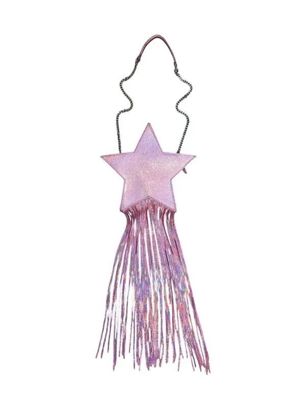 ANY OLD IRON Star Fringe Leather Bag - Pink/silver