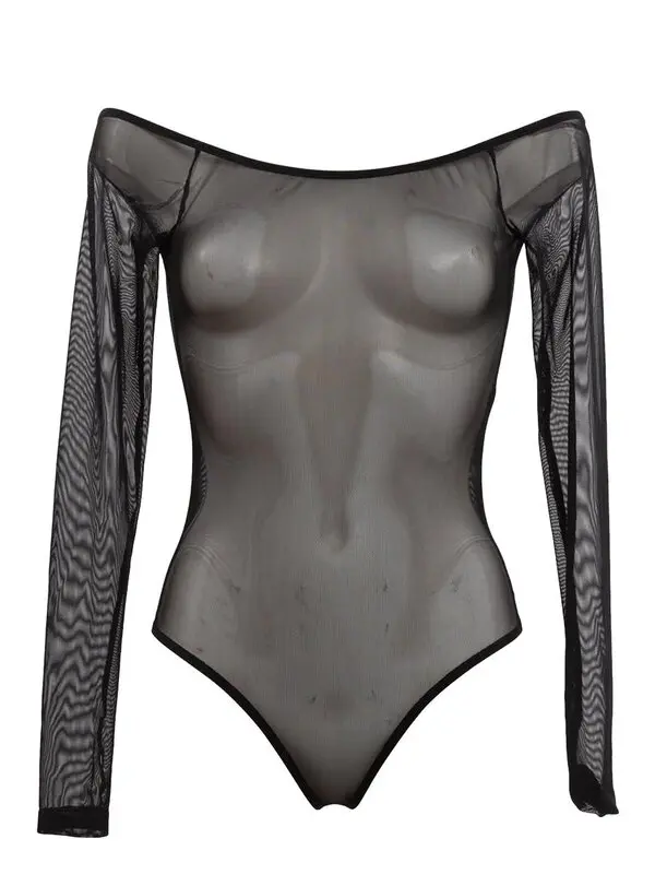 MY MOKONDO Mesh Off-the-shoulder Bodysuit - Black