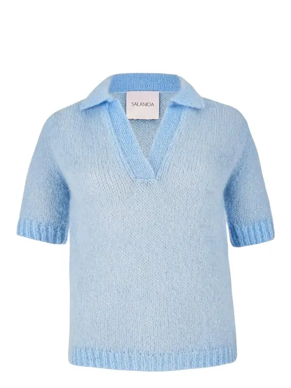 SALANIDA Mohair Polo Top - Blue