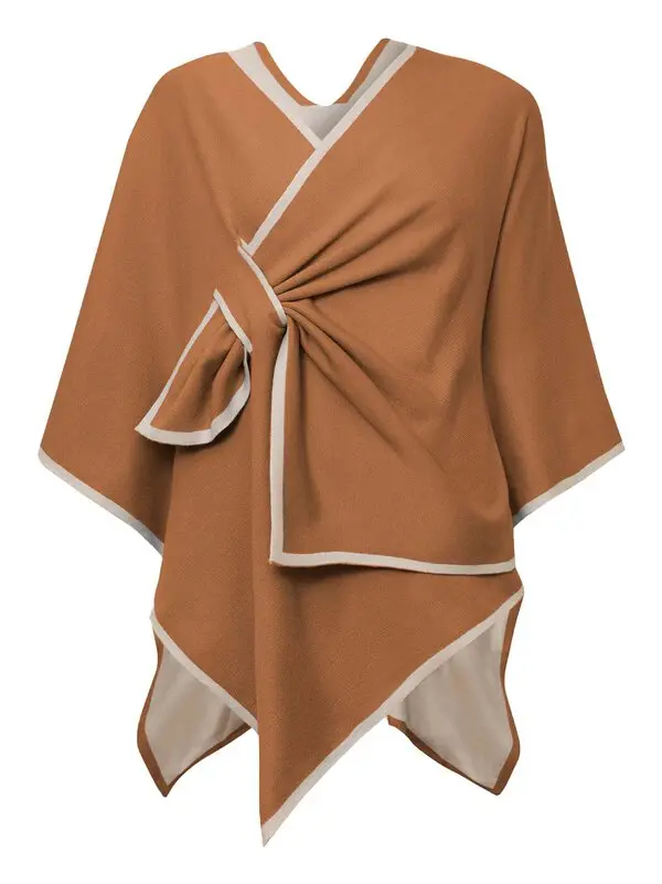 JAMES LAKELAND Front Knot Poncho - Brown