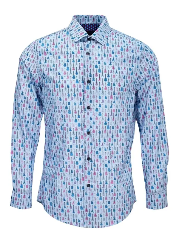 LORDS OF HARLECH Norman Guitars Shirt Sky - Blue