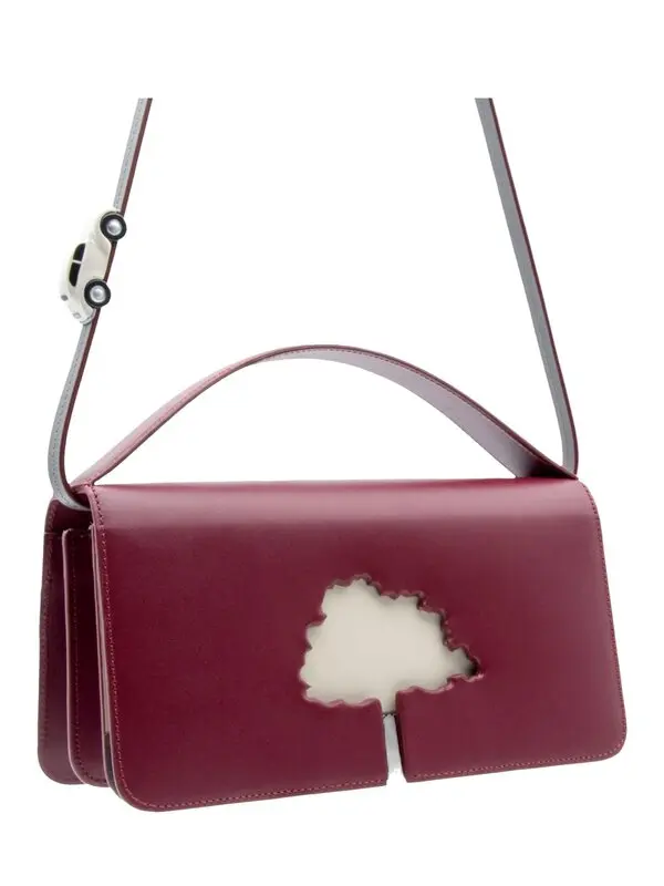 ABSURDE Burgundy Leather Medium Bag - Pink/purple