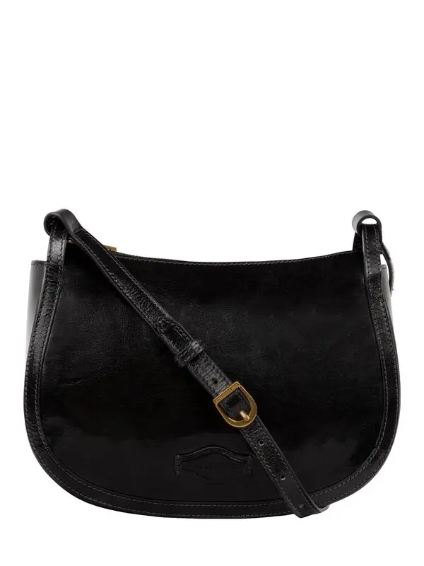TIME RESISTANCE Leather Hobo Bag - Black