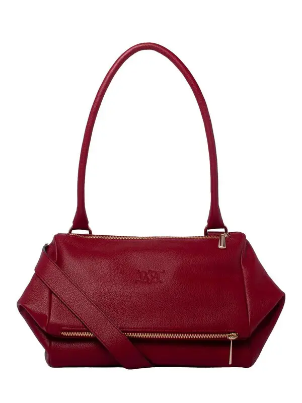 BESS MADRID Crossbody Leather Handbag - Red
