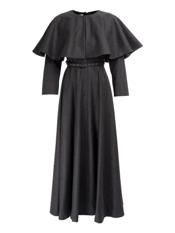 SOFIA TSERETELI Formal Wool Dress Coat With Capelet - Grey