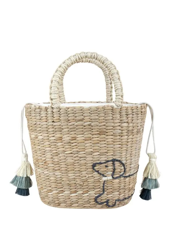 Likhâ Mini Tote Bag With Embroidered Dachshund - Black