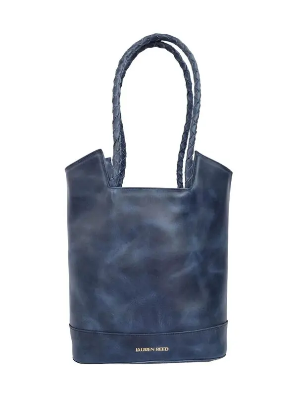 LAUREN REED CO The Carmen Leather Tote Bag - Blue