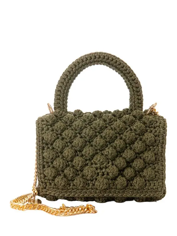 SPEIRA Mini Bubble Bag With Knitted Handle - Green