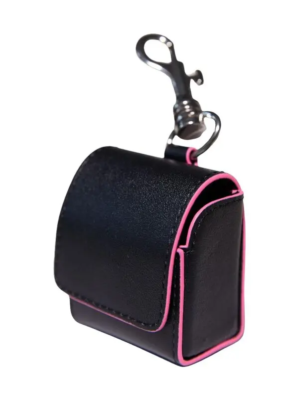 BRUNO'S SHOP Leather Milo Dog Waste Bag Holder - Black/pink/purple