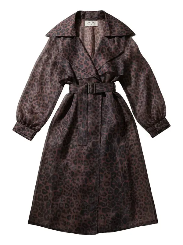 AZALI Leopard Print Organza Trench - Brown