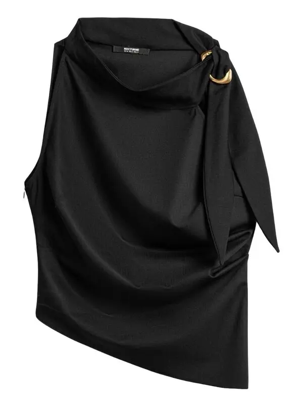 NOCTURNE Asymmetric Buckle-detail Blouse - Black
