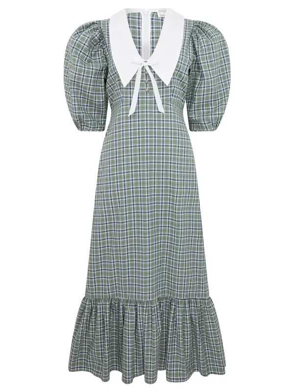 LISA THE LABEL Lady Love Checkered Organic Cotton Dress - Green