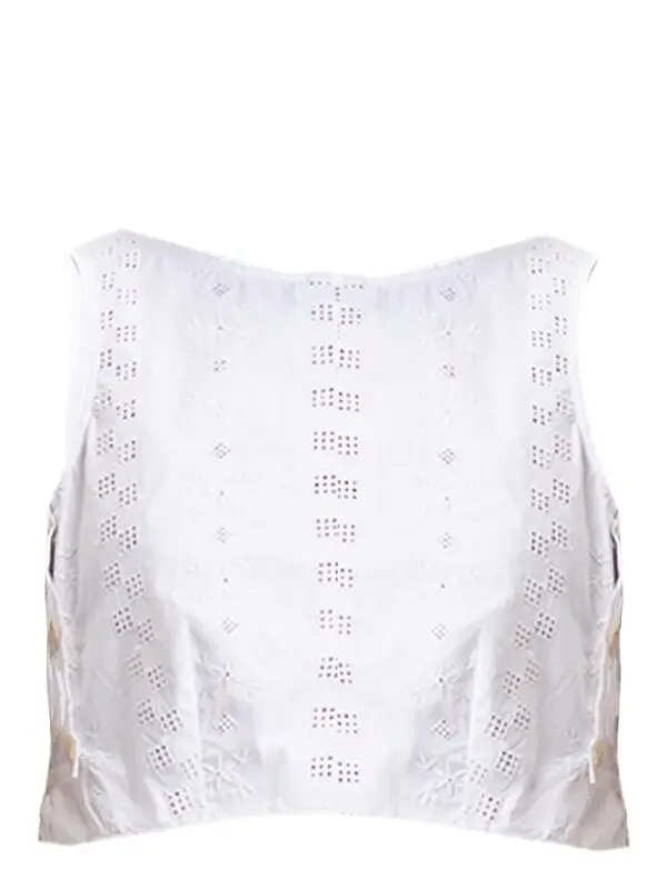 REISTOR Boxy Crop Top With Round Neck - White