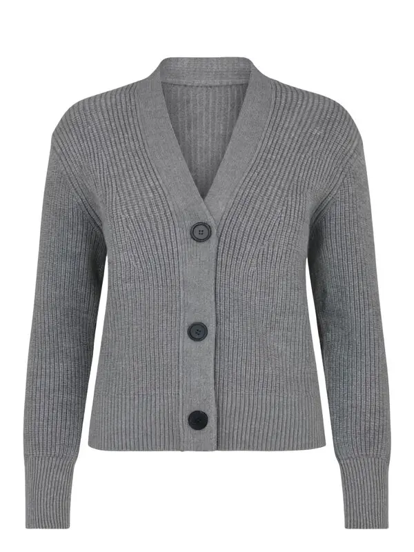 NUVV COLLECTION Cotton Button-front Cardigan - Grey