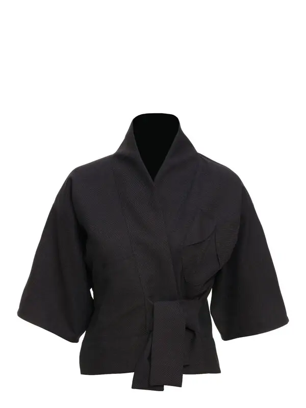 MOE Diagonal Wool Vest Jacket With Front Pocket - Blue