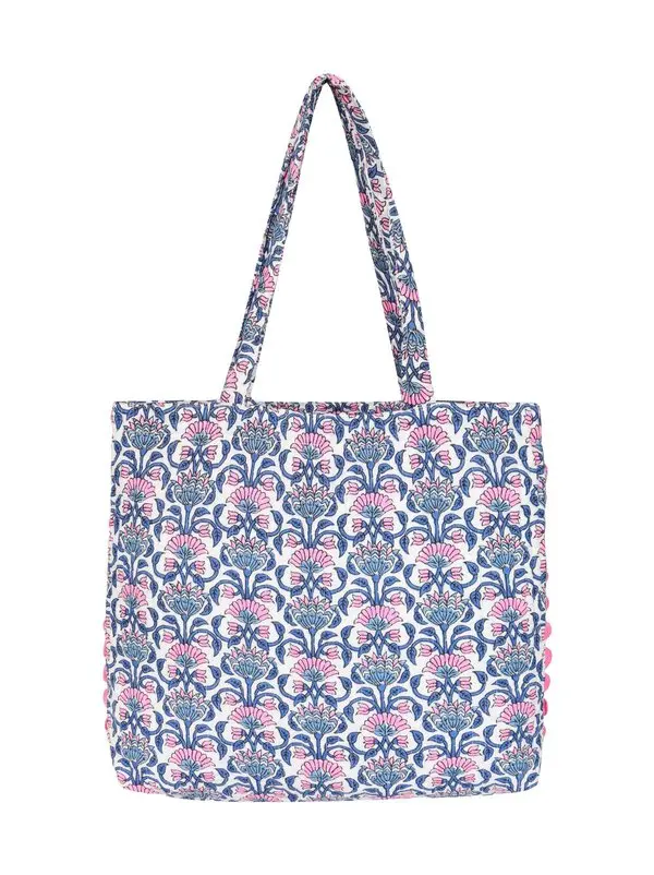 LUELLA FASHION Printed Tote Bag With Ric-rac Trim - Blue/pink